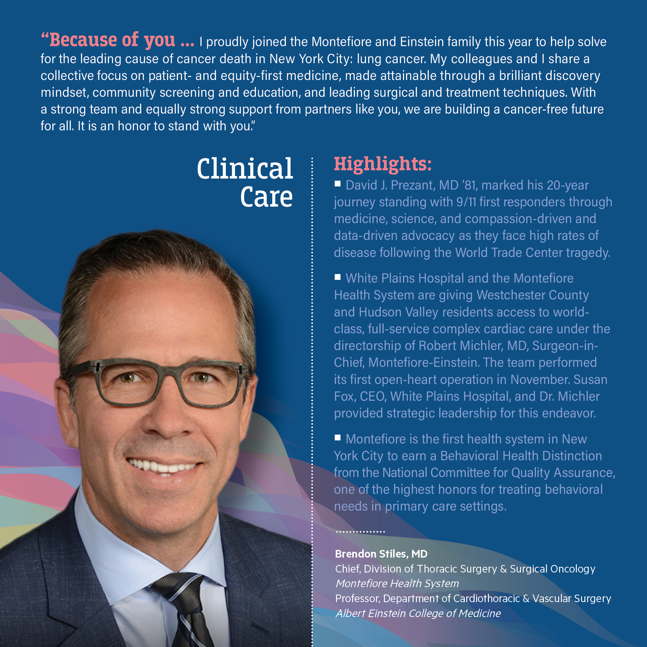 Support Montefiore Health System - Because of You 2021 | Giving | Patient Care | Montefiore Einstein